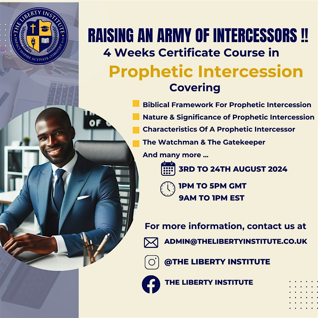 4 Weeks Certificate Course in Prophetic Intercession at Online on 3rd August, 2024