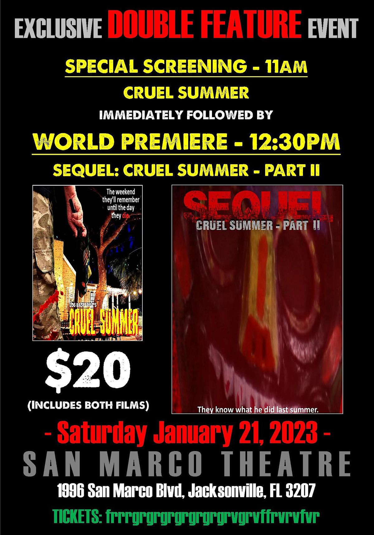 SEQUEL: CRUEL SUMMER - PART II - Exclusive Double Feature Event at The San Marco Theatre ...
