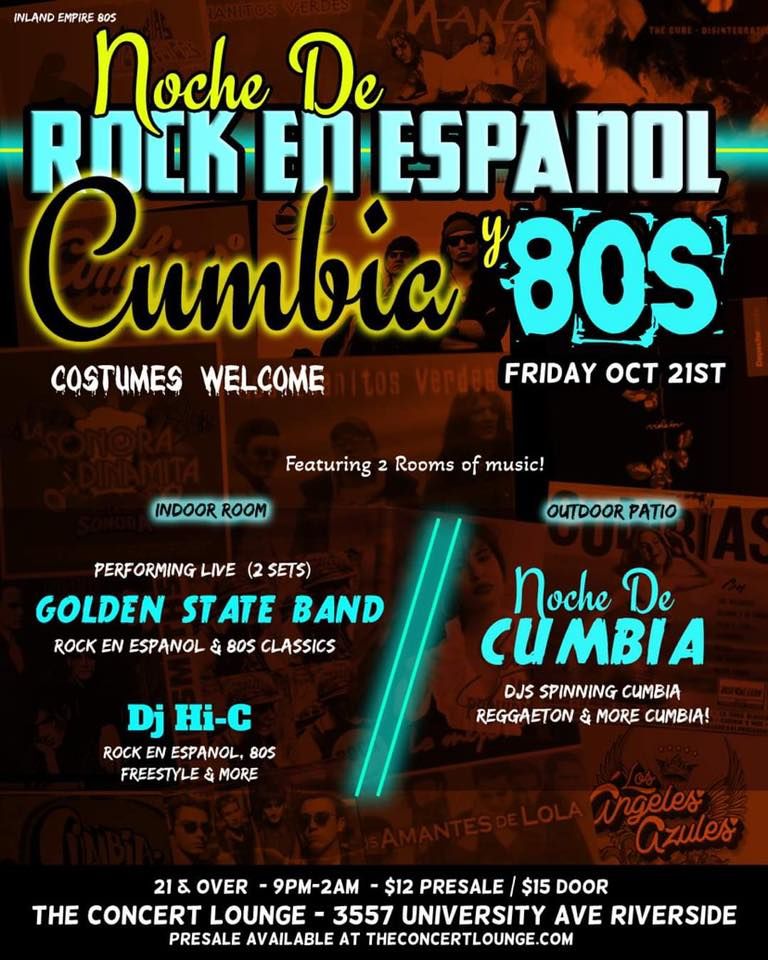 Noche de Rock en Espanol, Cumbia & 80s! Concert Lounge Riverside! 10/21 ...