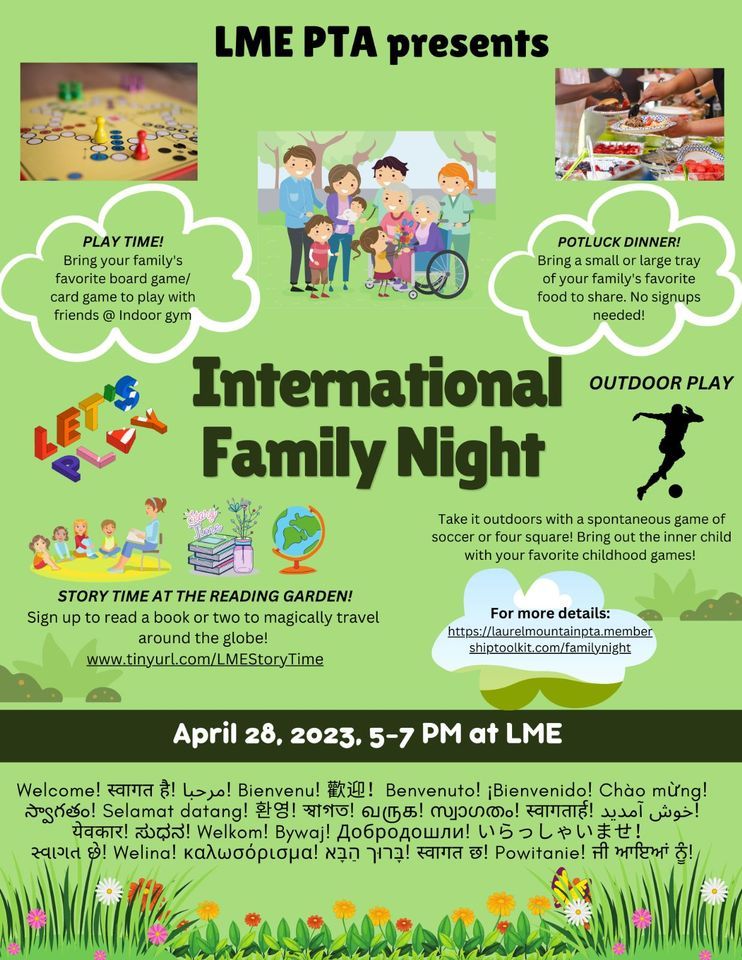 LME International Family Night + Potluck | Laurel Mountain Elementary ...