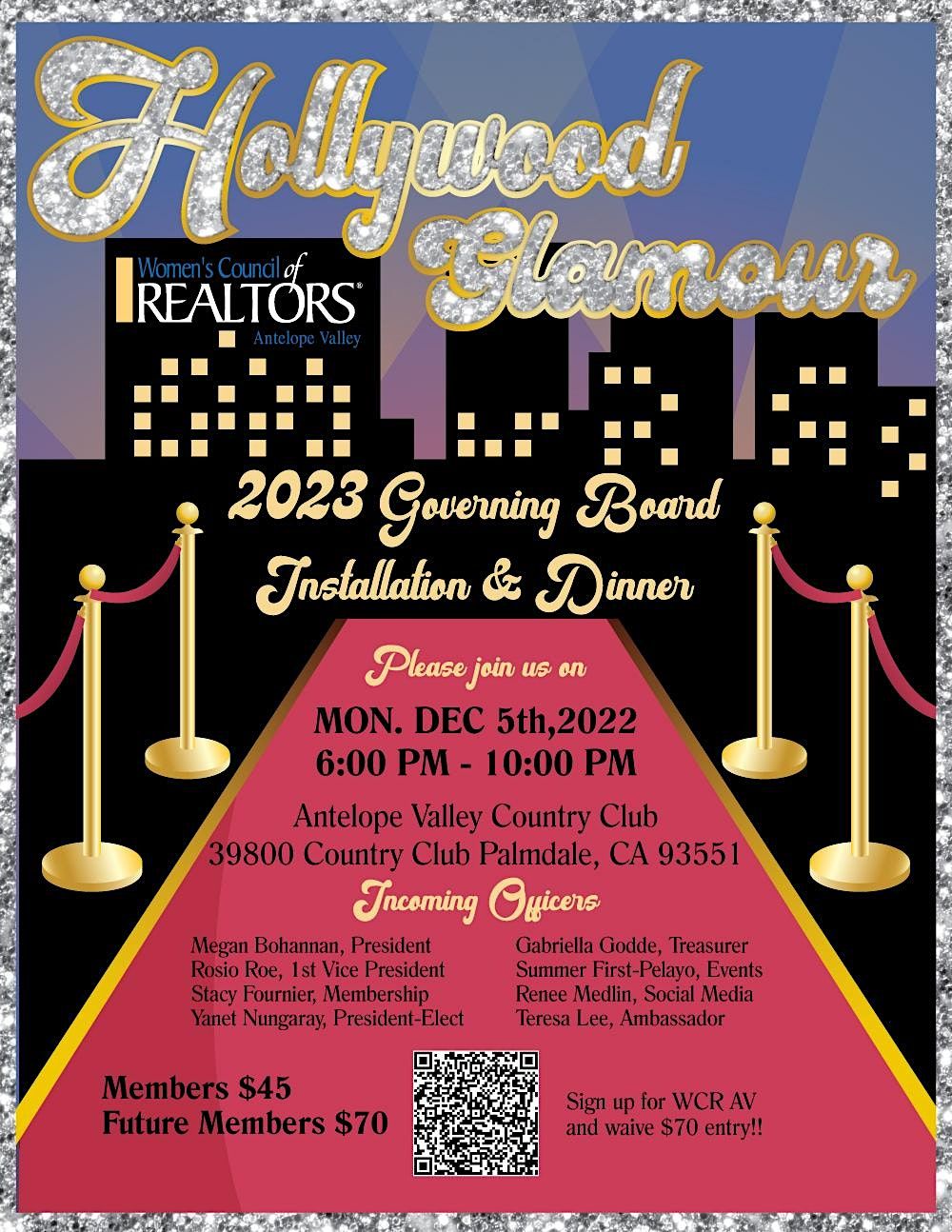 Hollywood Glamour 2023 Board Installation & Dinner | Antelope Valley ...
