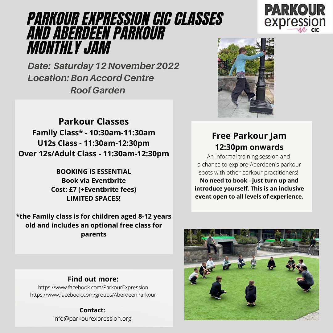 Parkour Expression - Parkour Classes - 12 November 2022 at Bon Accord ...