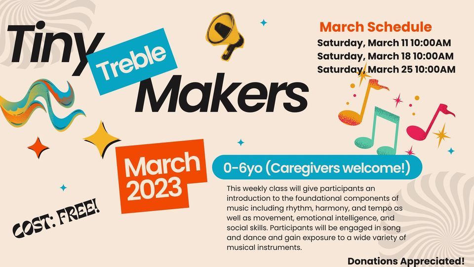 Tiny Treble Makers (0-6 year olds) at Goddard Music, Redding on 11th March, 2023