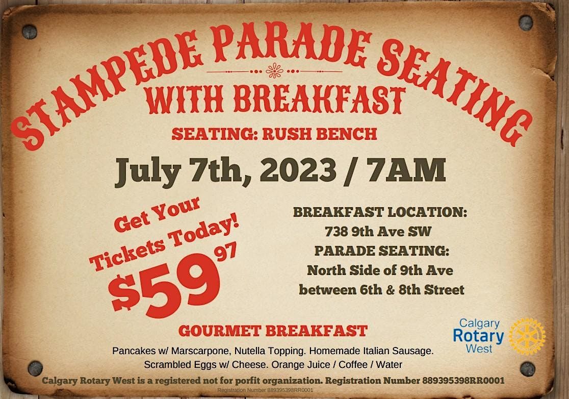Stampede Parade Seating - with breakfast 2023 | Downtown Calgary | July ...