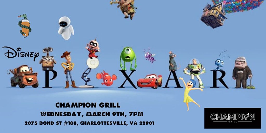 Disney Pixar Movie at Champion Grill | Champion Grill, Charlottesville ...