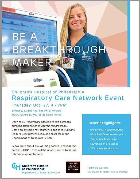 Respiratory Care Networking Event - Childrens Hospital Of Philadelphia ...