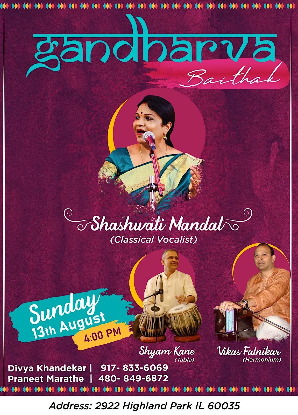Gandharva Baithak : An evening with Shashwati Mandal | 2922 Lexington ...