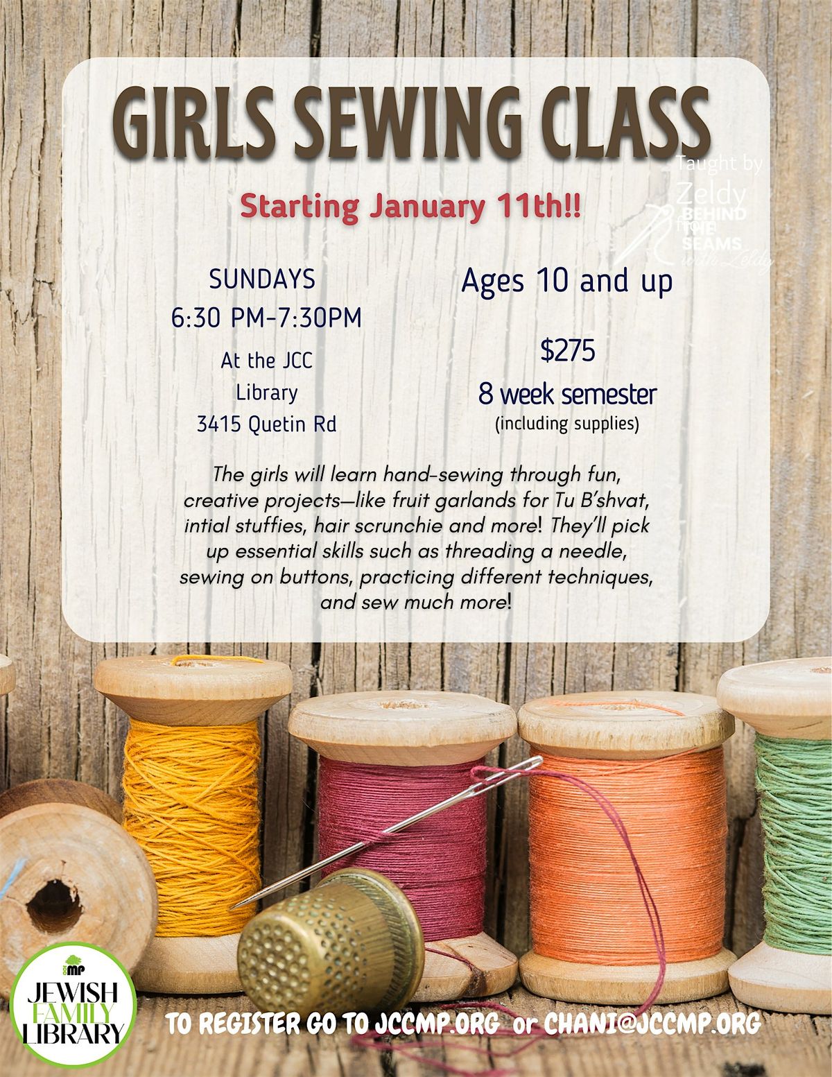 Sewing class Winter Session at JCC of Marine Park (Simcha Hall ...