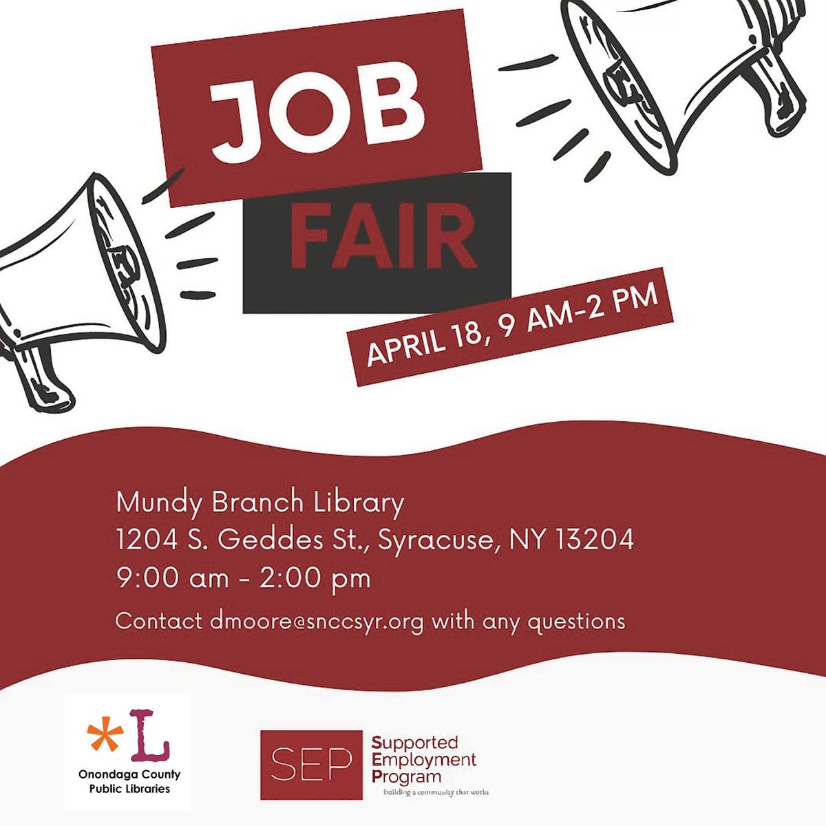 Job Fair | Mundy Branch Library, Syracuse, NY | April 18, 2023