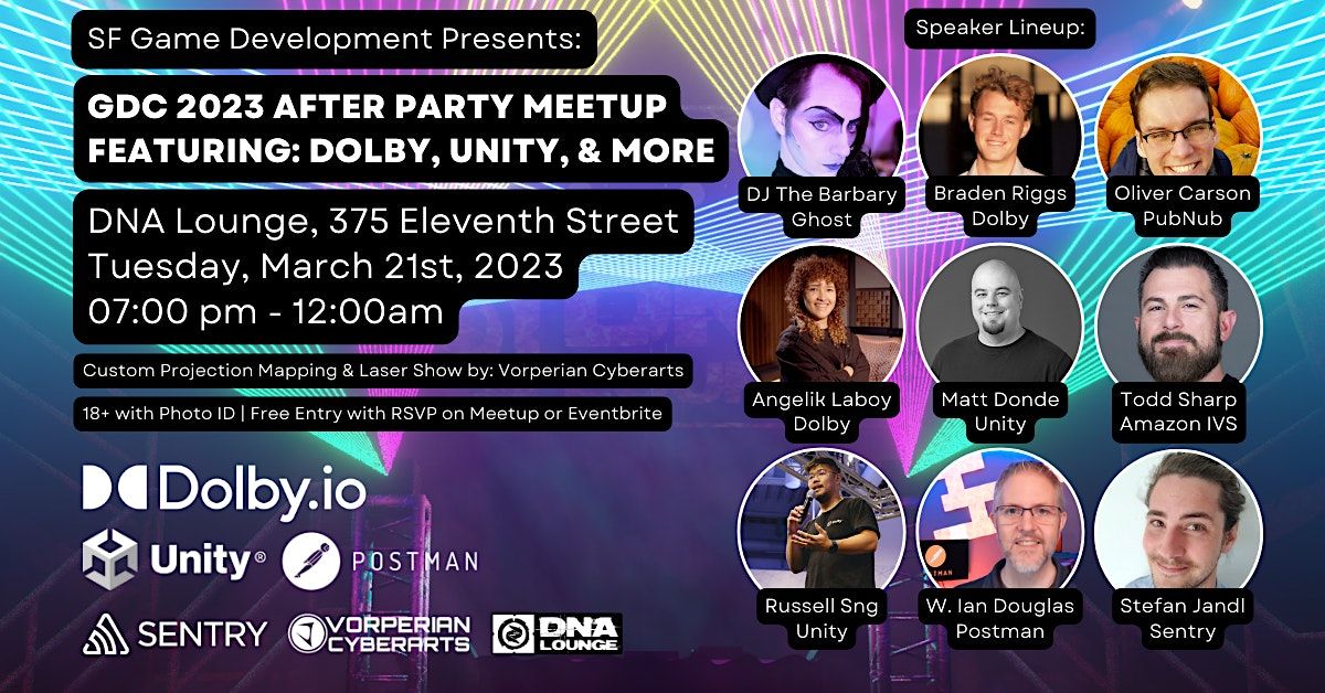 GDC 2023 After Party Meetup Featuring: Dolby, Unity, & More at DNA ...