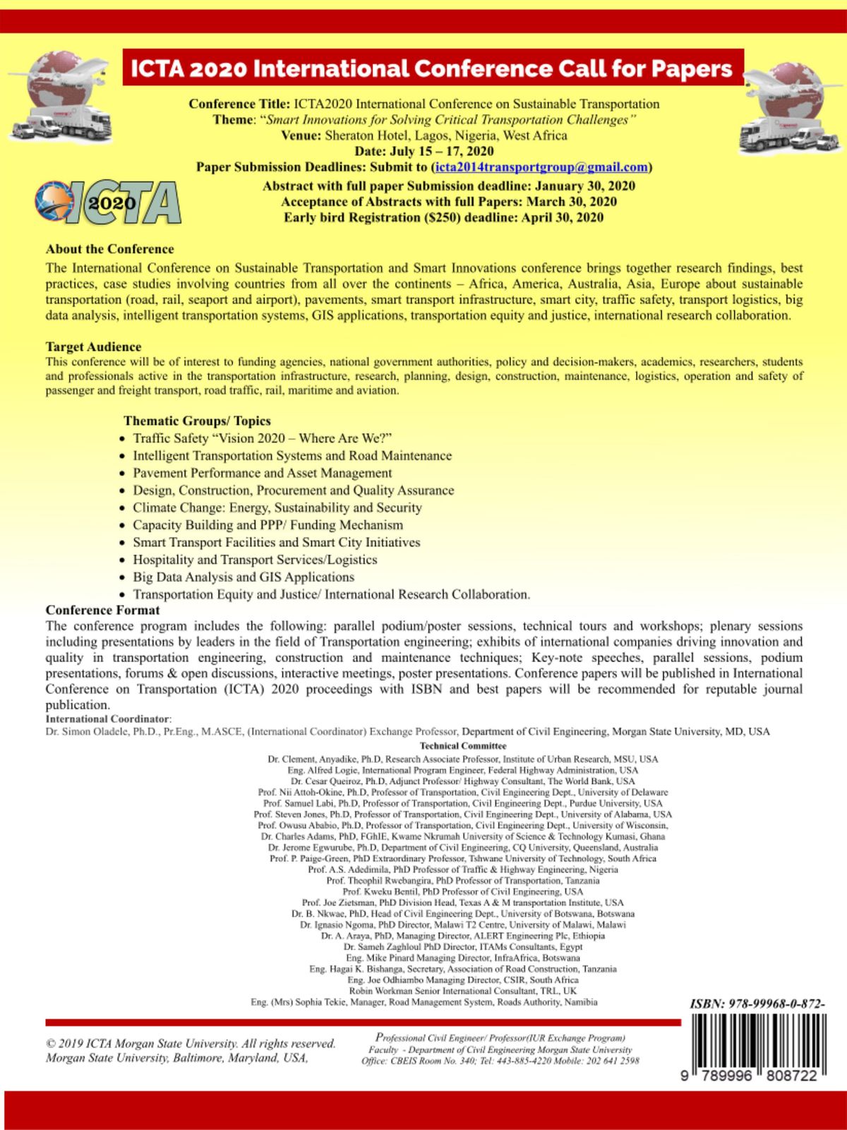 ICTA 2022 International Summer (Virtual) Conference on Transportation at Virtual via zoom ...