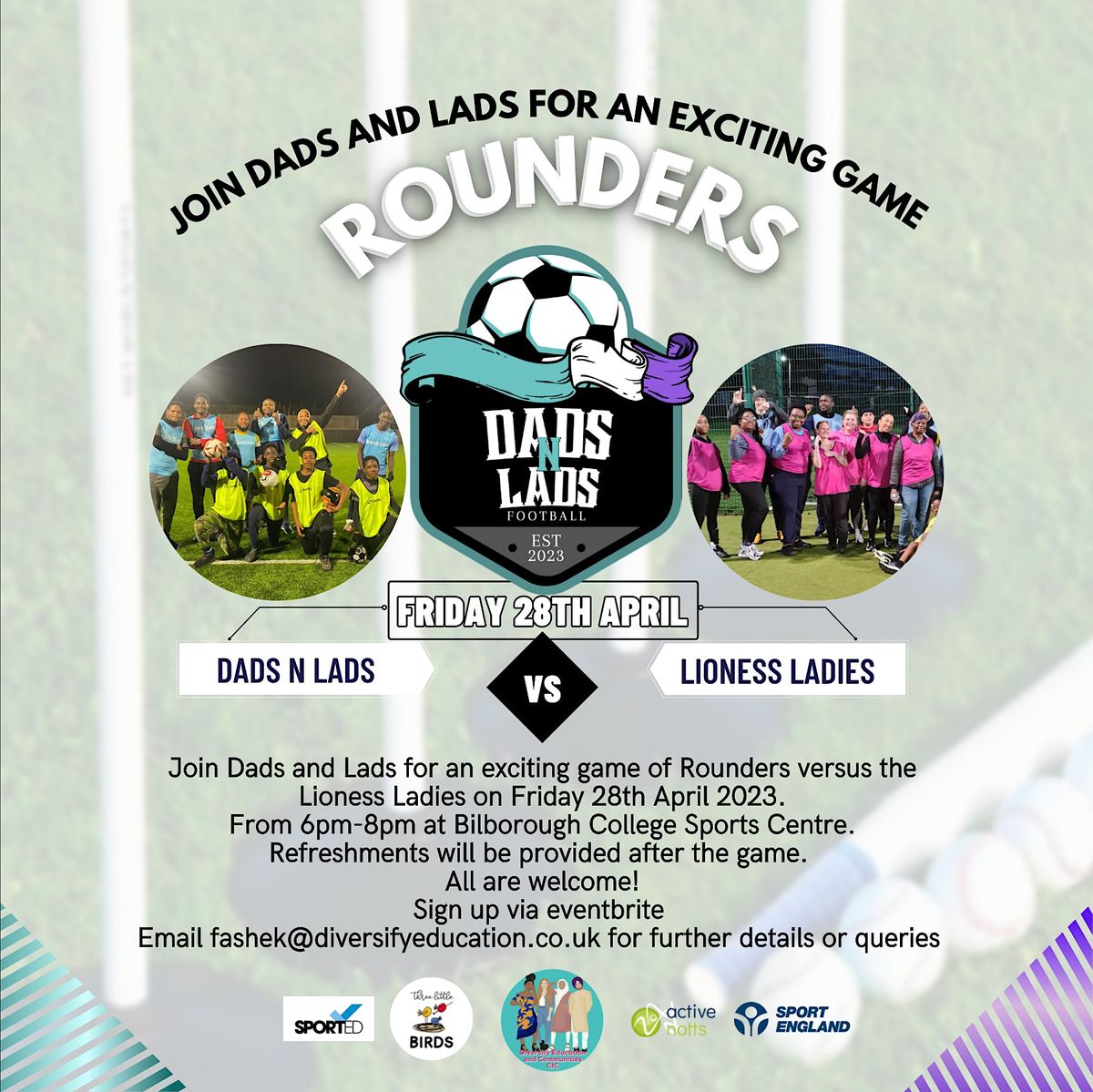Dads and Lads v Lioness Ladies Rounders Game event at Bilborough Sports ...