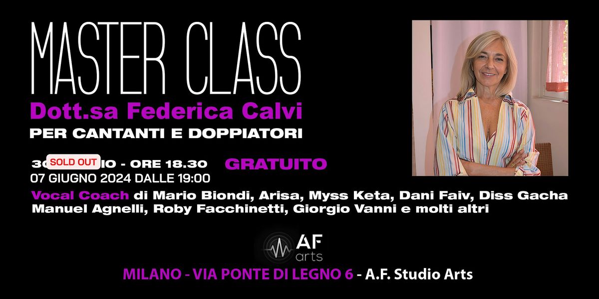 Masterclass gratuita per cantanti e doppiatori con Federica Calvi | AF Studio Arts Srl, Milano ...