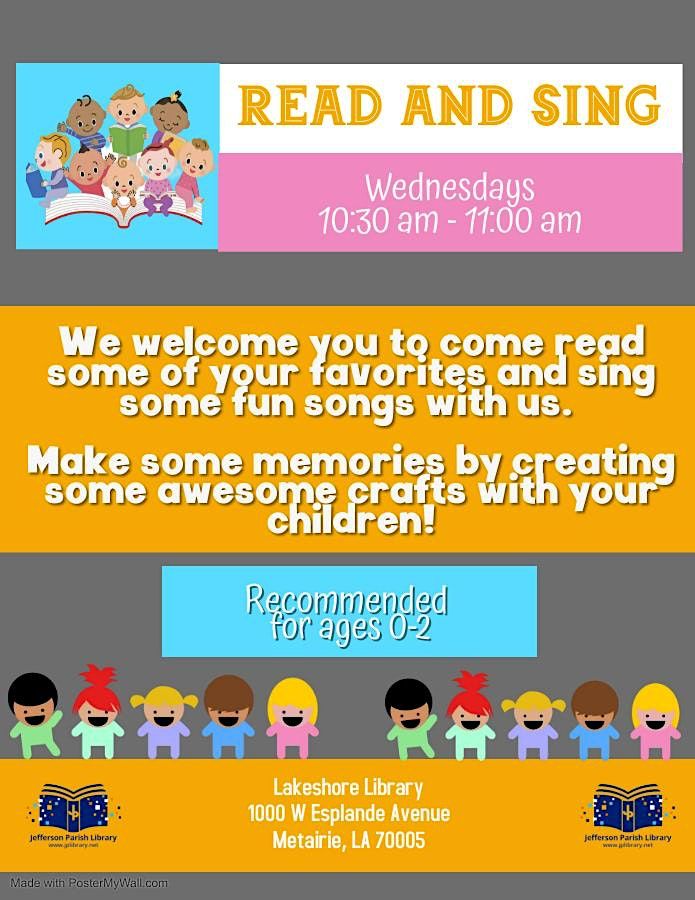 Read and Sing | Jefferson Parish Library - Lakeshore Library, Metairie ...
