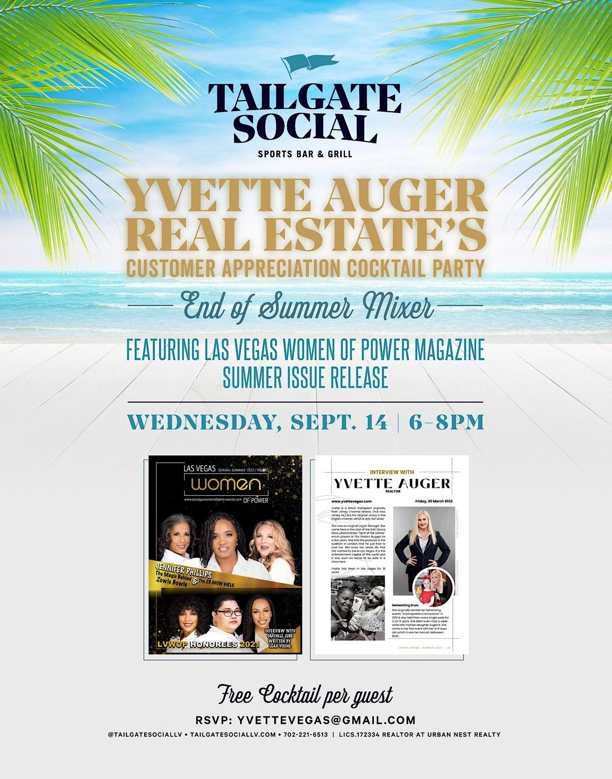 Yvette Auger Real Estates "Customer Appreciation Cocktail Party!" 9/14 ...