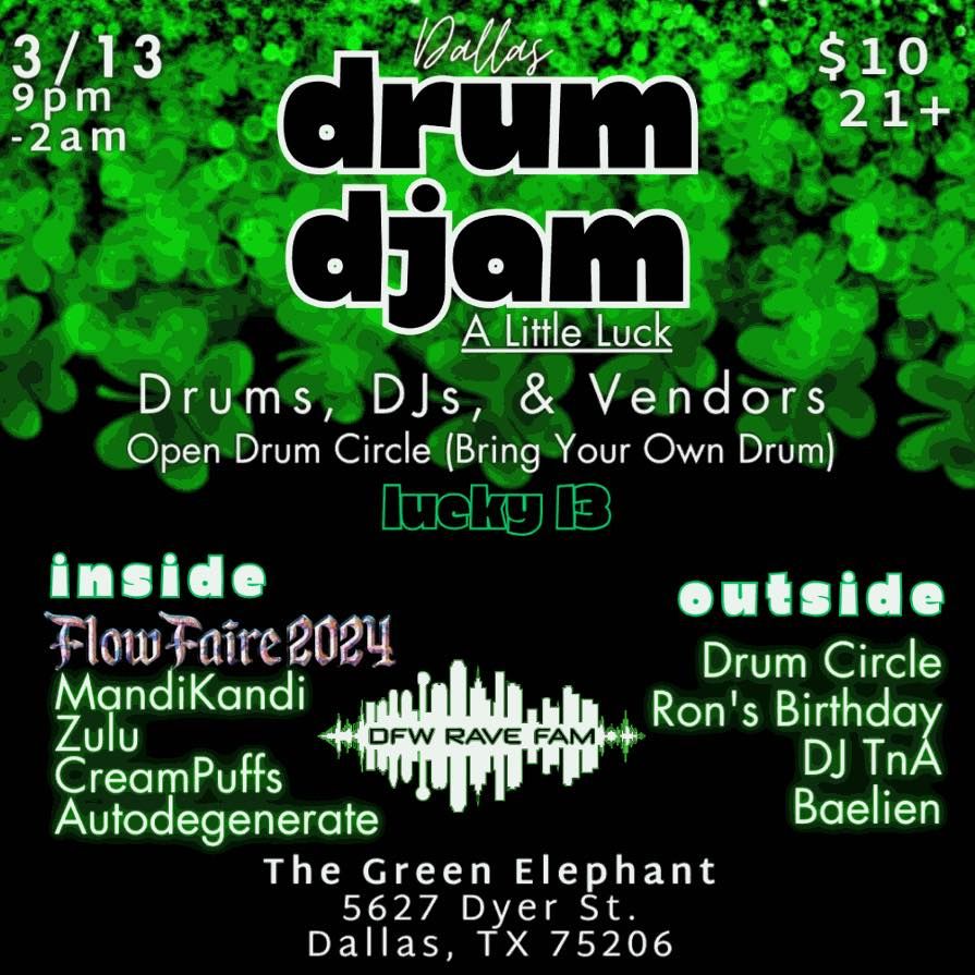 Dallas Drum Djam ! A Little Luck ! at The Green Elephant, Dallas on ...