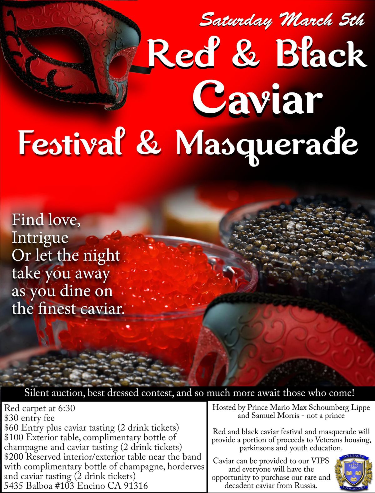 Black and Red Caviar Festival and Masquerade at Ivy League Royal ...