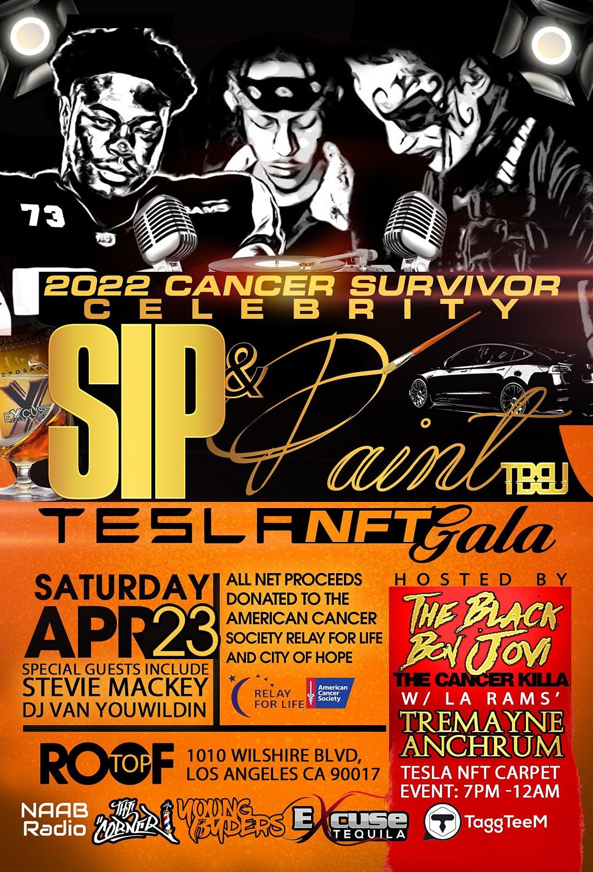 THE 2022 CANCER SURVIVOR CELEBRITY PAINT AND SIP TESLA NFT GALA at 1010 ...