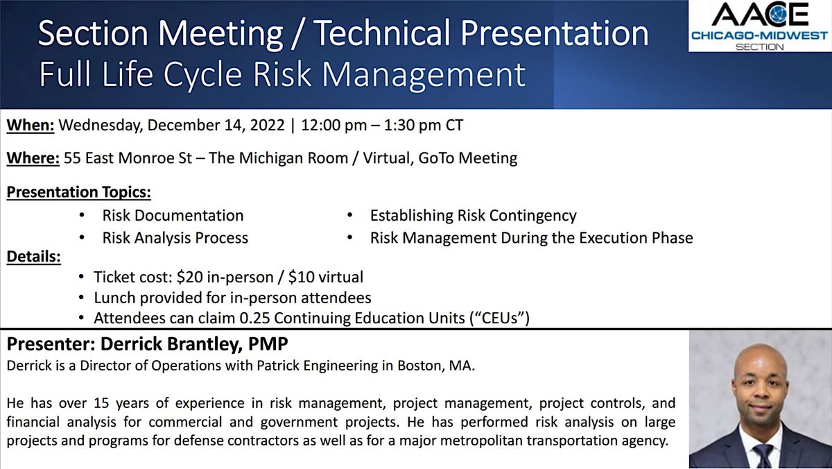 Section Meeting / Technical Presentation: Full Life Cycle Risk ...