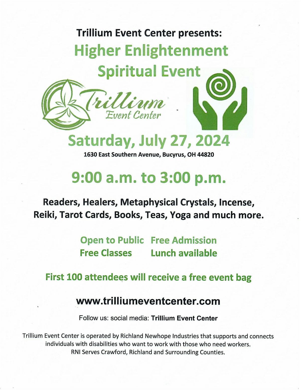Higher Enlightenment Spiritual Event 2024 at Trillium Event Center ...