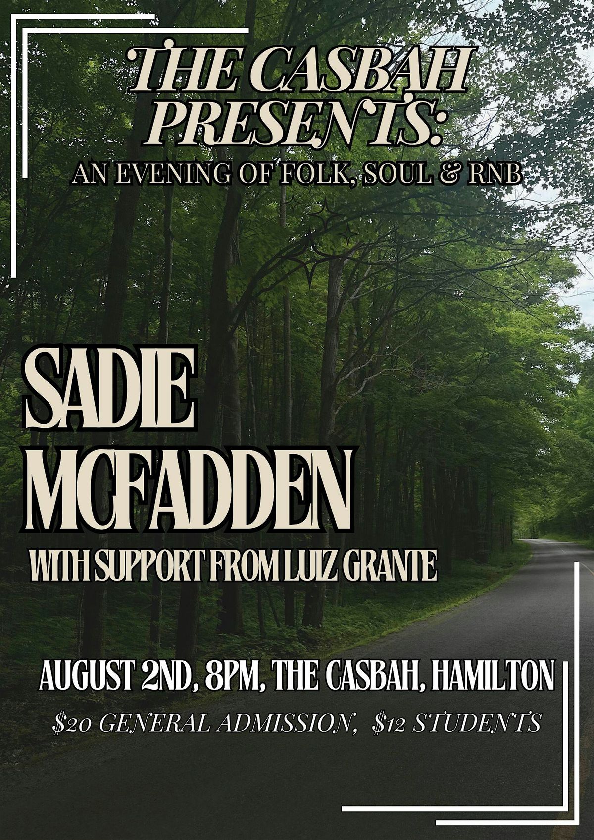 The Casbah Presents: Sadie McFadden w/ Luiz Grante at Casbah, Hamilton ...