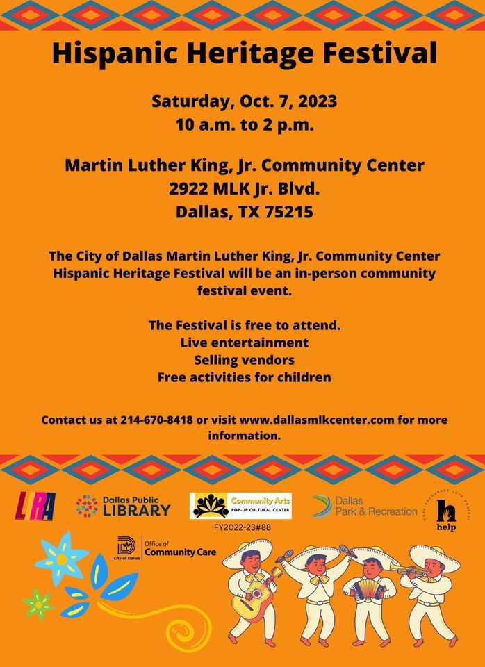 Hispanic Heritage Festival at The Martin Luther King Jr. Community Center, Dallas on 7th October ...