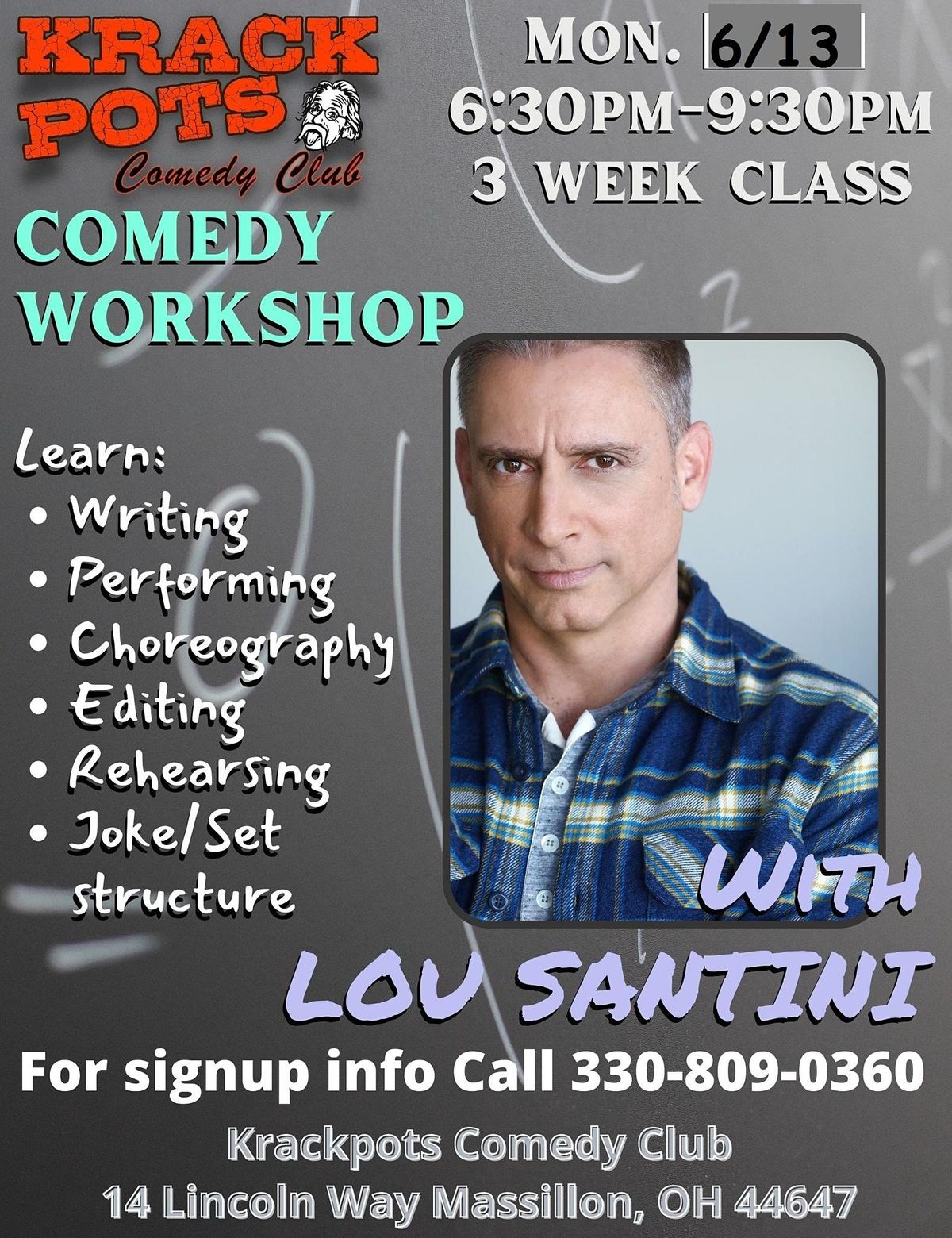 Comedy Workshop with Lou Santini at Krackpots Comedy Club, Massillon on ...
