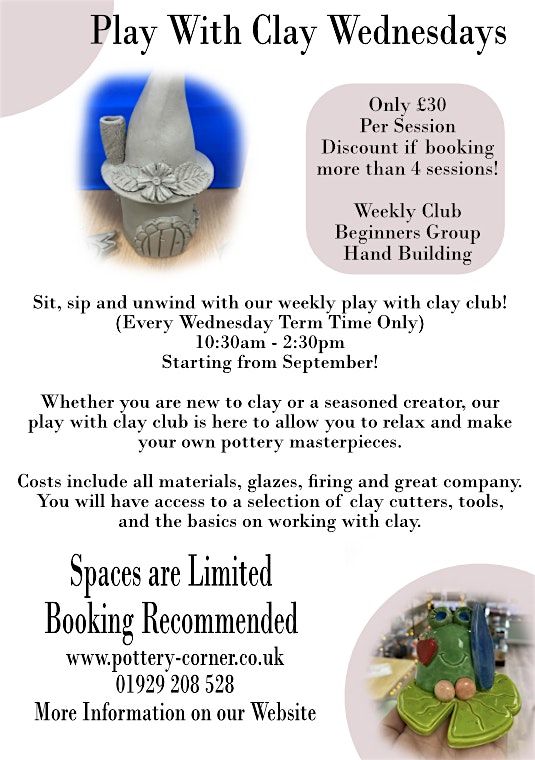 Play With Clay - Beginners Group at Pottery Corner, Wareham on 11th ...