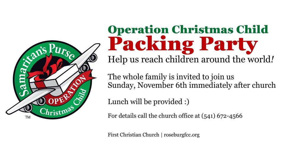 Operation Christmas Child Packing Party | Roseburg First Christian ...