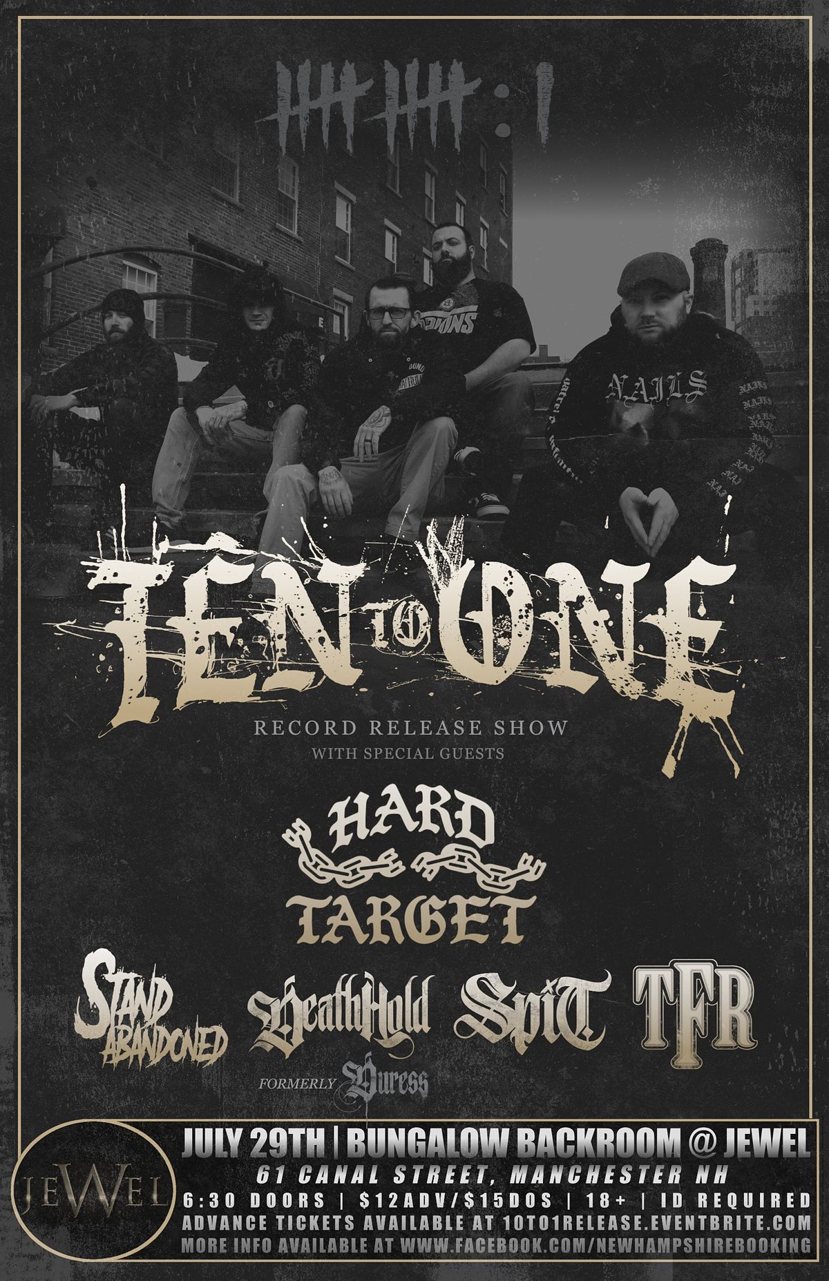 TEN TO ONE Record Release Show | Jewel Music Venue, Manchester, NH ...