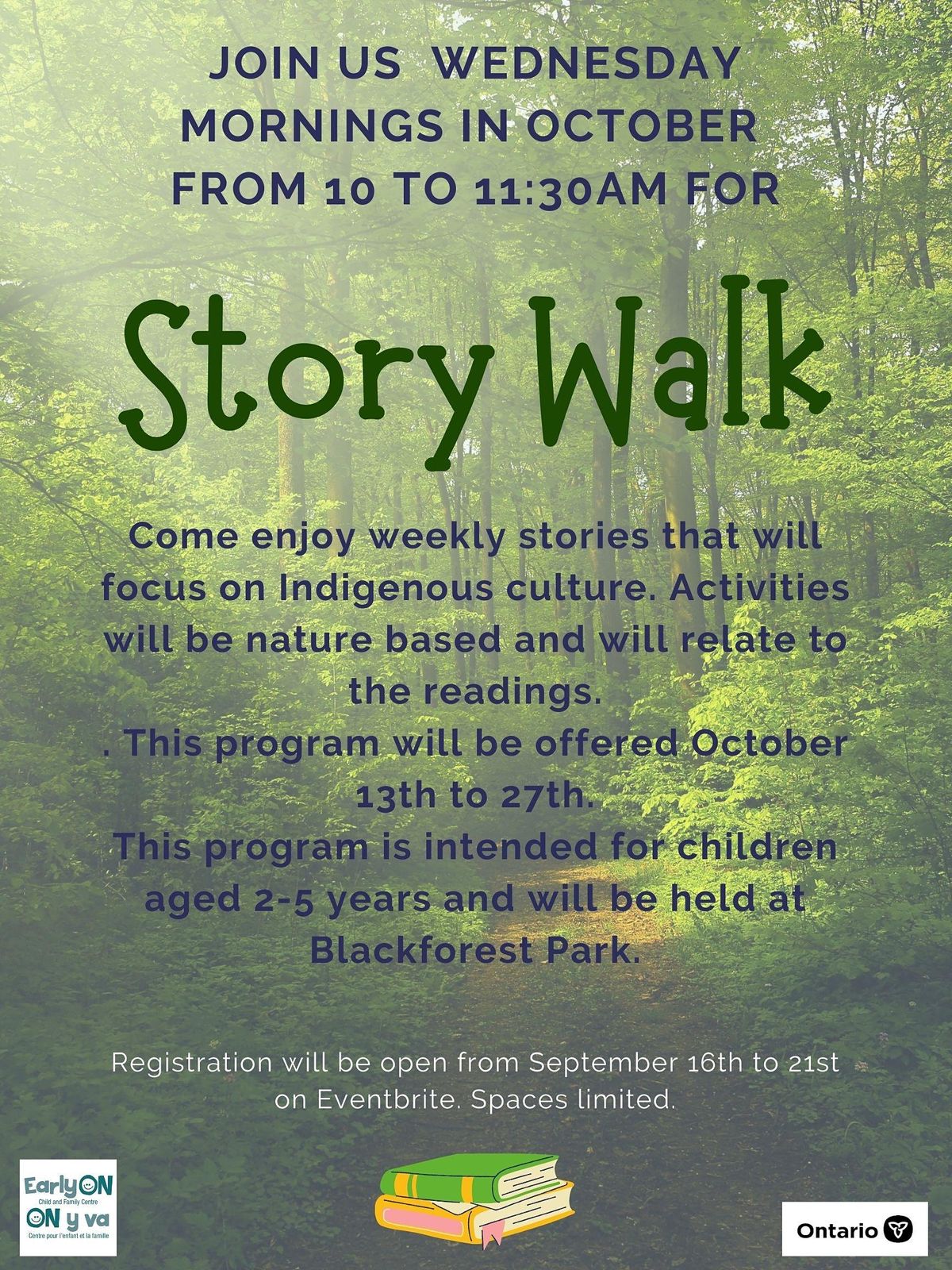Story Walk - In-Person Ages 2 - 5 yrs at Black Forest Park, North Bay ...