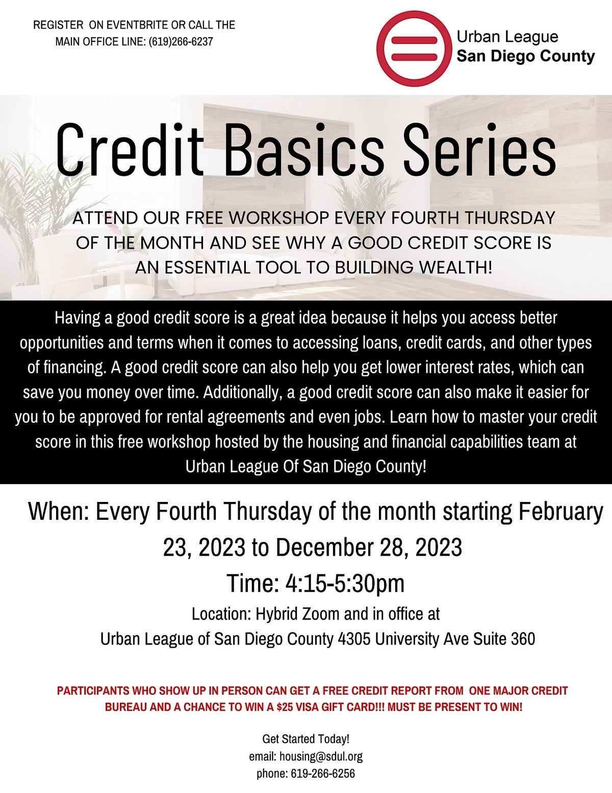 ULSDC FREE FINANCIAL LITERACY WORKSHOP: CREDIT BASICS SERIES HYBRID CLASS | URBAN LEAGUE OFFICE ...