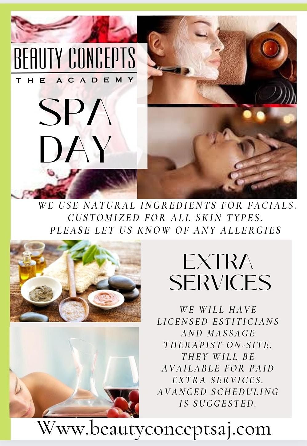 Spa Day: Facials, Wine, and More!!! at Beauty Concepts The Academy ...