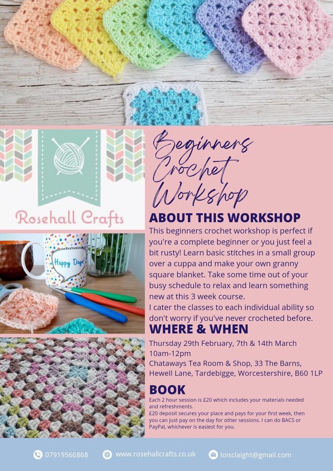Beginners Crochet Workshop | Chataways Tea Room & Shop, Bromsgrove, EN | February 29, 2024
