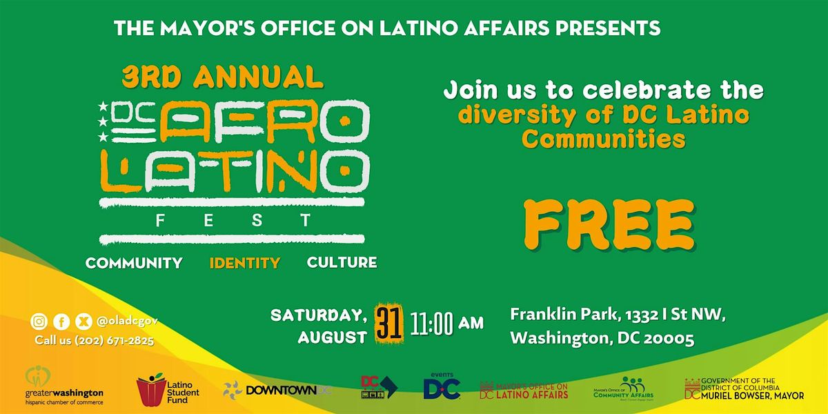MOLA Presents: 2024 DC Afro Latino Fest at Franklin Park, Washington on ...