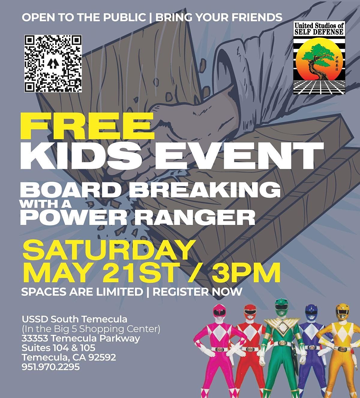 Board Breaking with a Power Ranger! FREE Kids Event! | USSD South ...