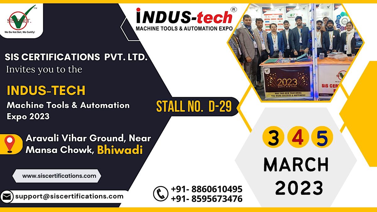 Indus Tech Machine Tools & Automation Expo 2023 Bhiwadi | Bhiwadi | March 3 to March 5