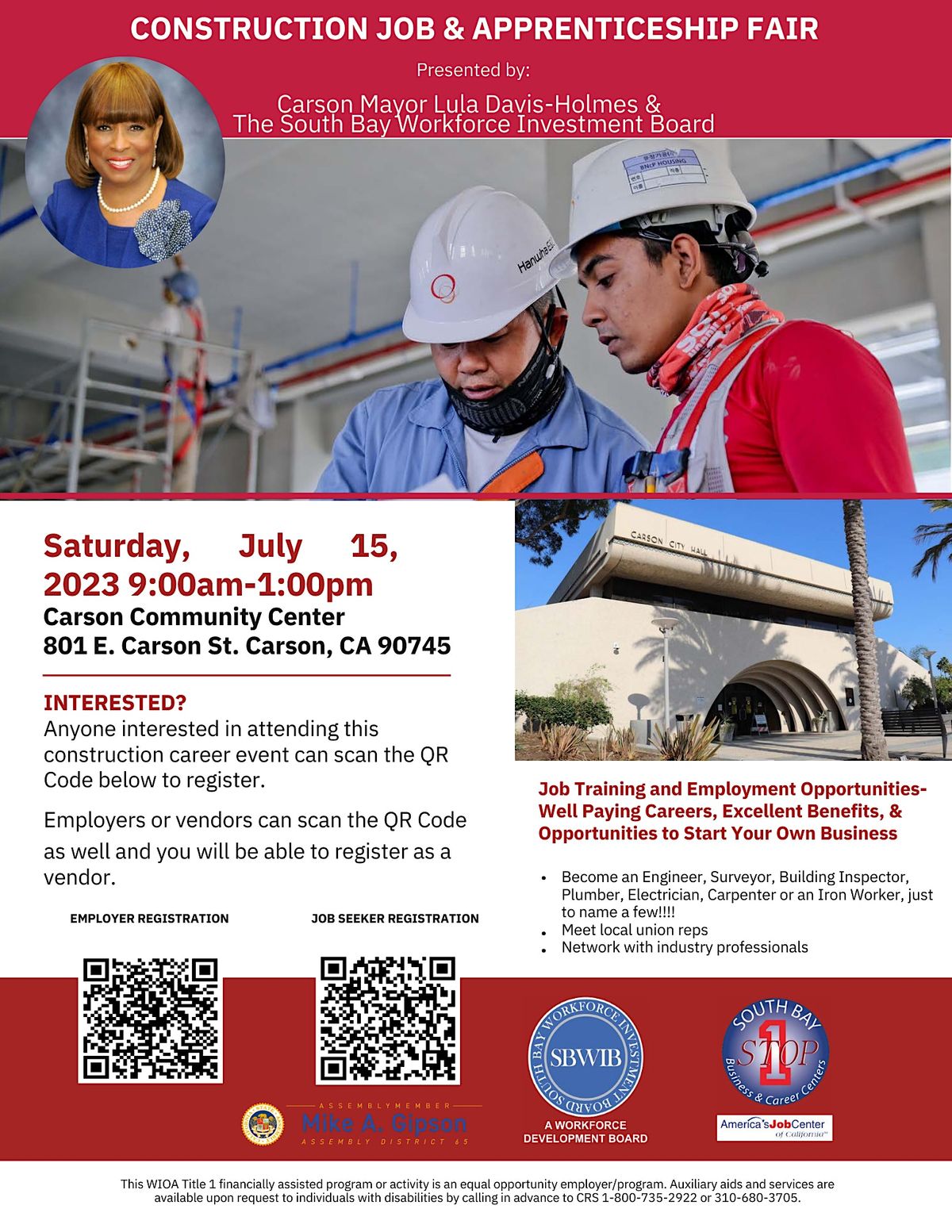 JOB FAIR | JULY 15TH 9 AM - 1PM at 801 E Carson St on 15th July, 2023
