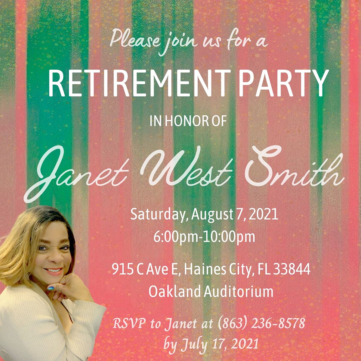 Janet West Smiths Retirement Party at Haines City on 7th August, 2021