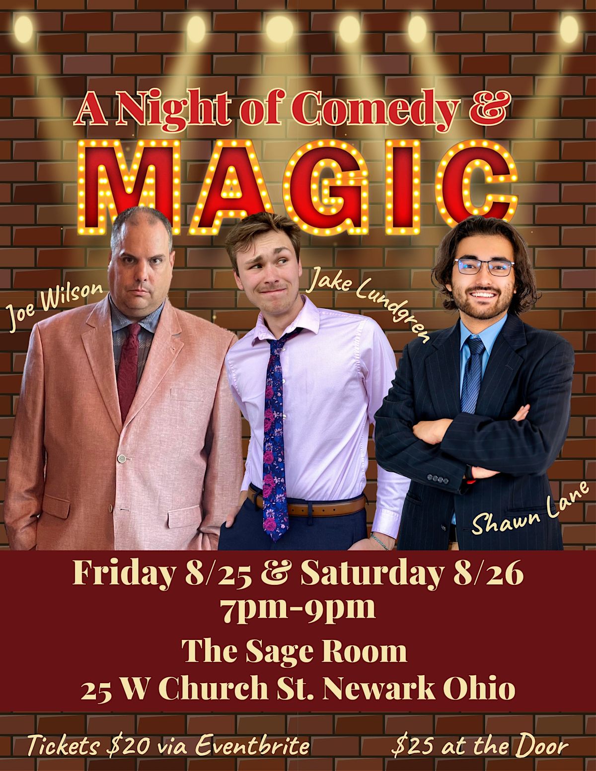 A Night of Comedy and Magic (Saturday) at The Sage Room, Newark, Ohio ...