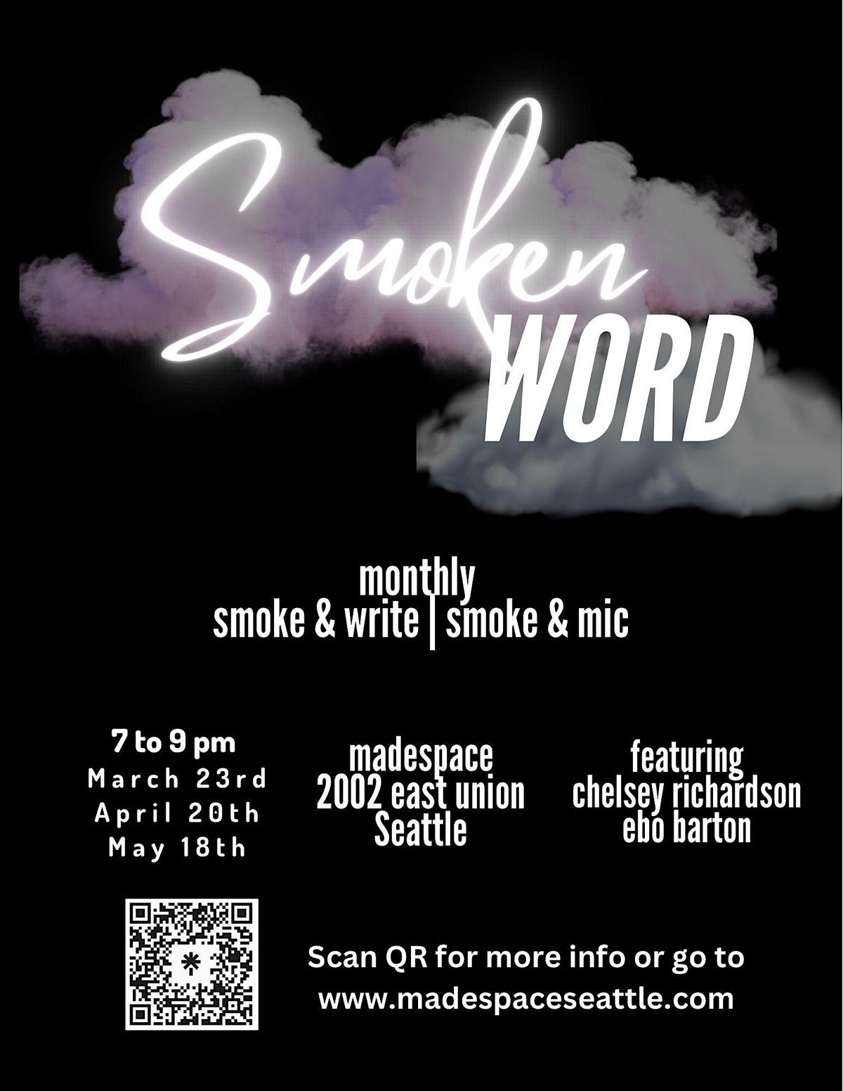 Smoke n Word Open Mic | Made Space Seattle | March 23, 2023