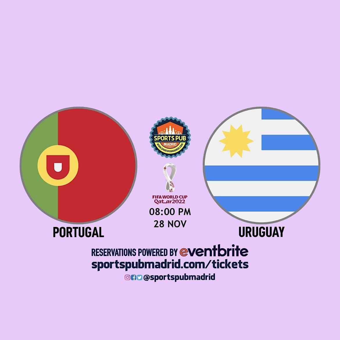 Portugal v Uruguay | World Cup Qatar 2022 - Sports Pub San Mateo | Sports Pub San Mateo, Madrid ...