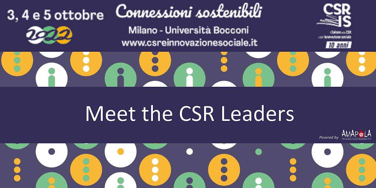 Meet The CSR Leaders at Università Bocconi, Milano on 3rd October, 2022
