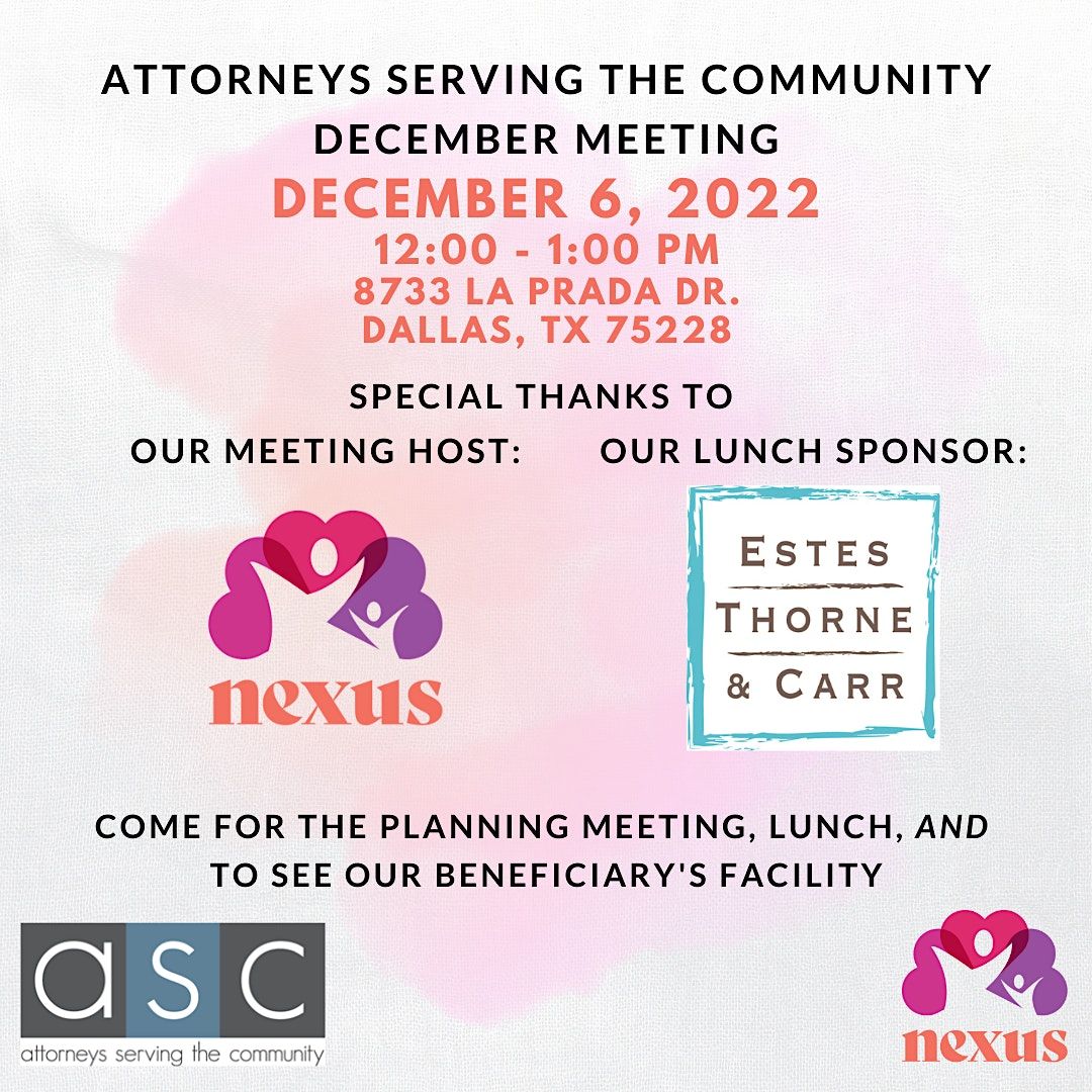 ASC All Membership December 2022 Planning Meeting | Nexus Recovery ...