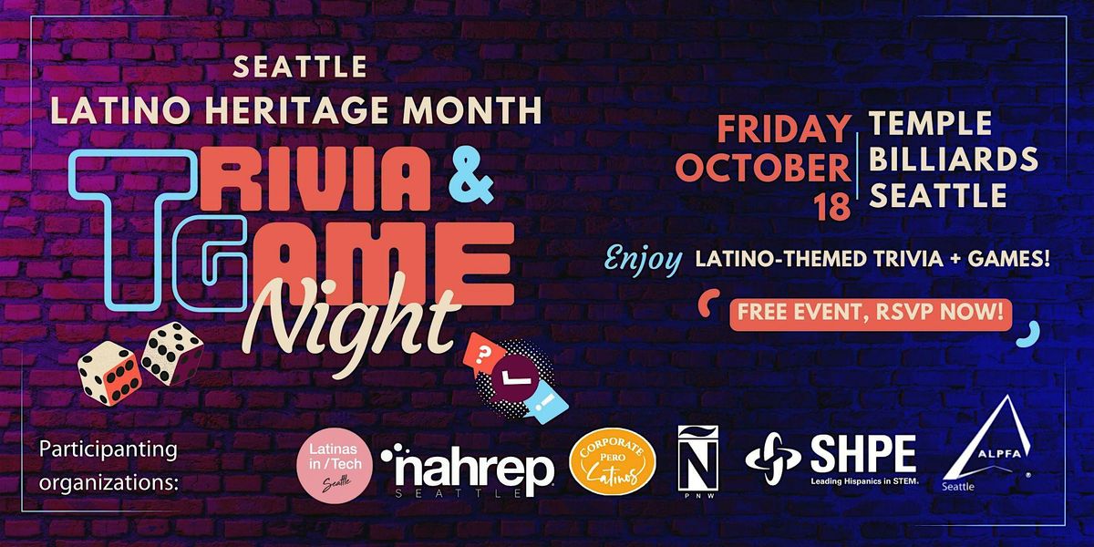 Hispanic Heritage Month Trivia Night 2024 at Temple Billiards, Seattle ...