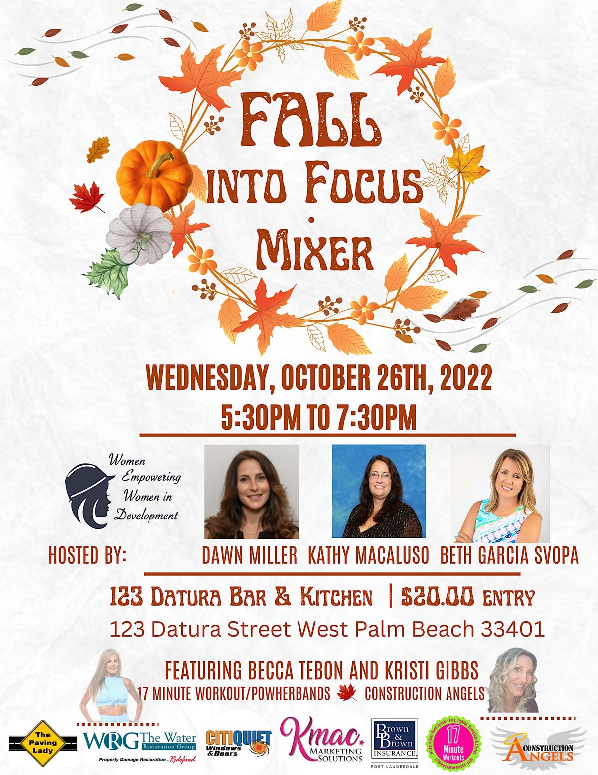 Fall into Focus Network Mixer at 123 Datura Bar & Kitchen, West Palm ...