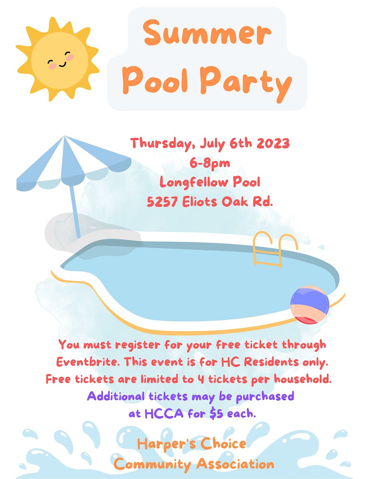 HCCA Longfellow Pool Party 2023 at Longfellow Pool, Columbia on 6th ...