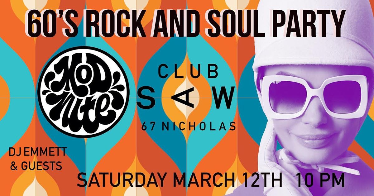 Mod Nite: 1960s rock & soul dance party | Club SAW, Ottawa, ON | March ...