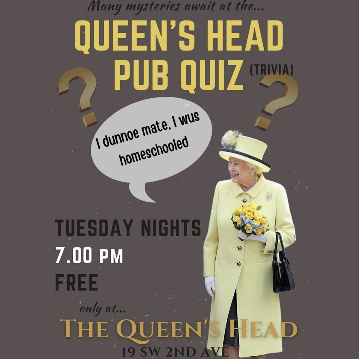 Queens Head Pub Quiz | The Queen's Head, Portland, OR | November 1, 2022