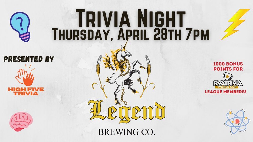 High Five Trivia at Legend Brewing presented by RVA Trivia World Cup at ...